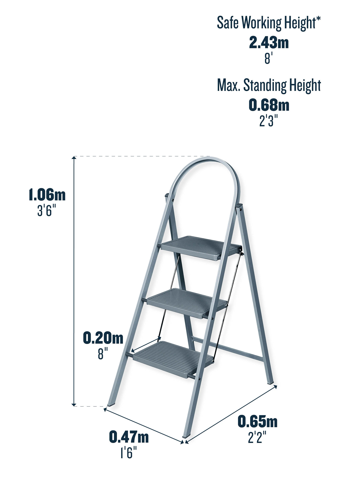 Werner 3 Step Stool Werner 3 Step 250 Lbs. Capacity Silver Aluminum