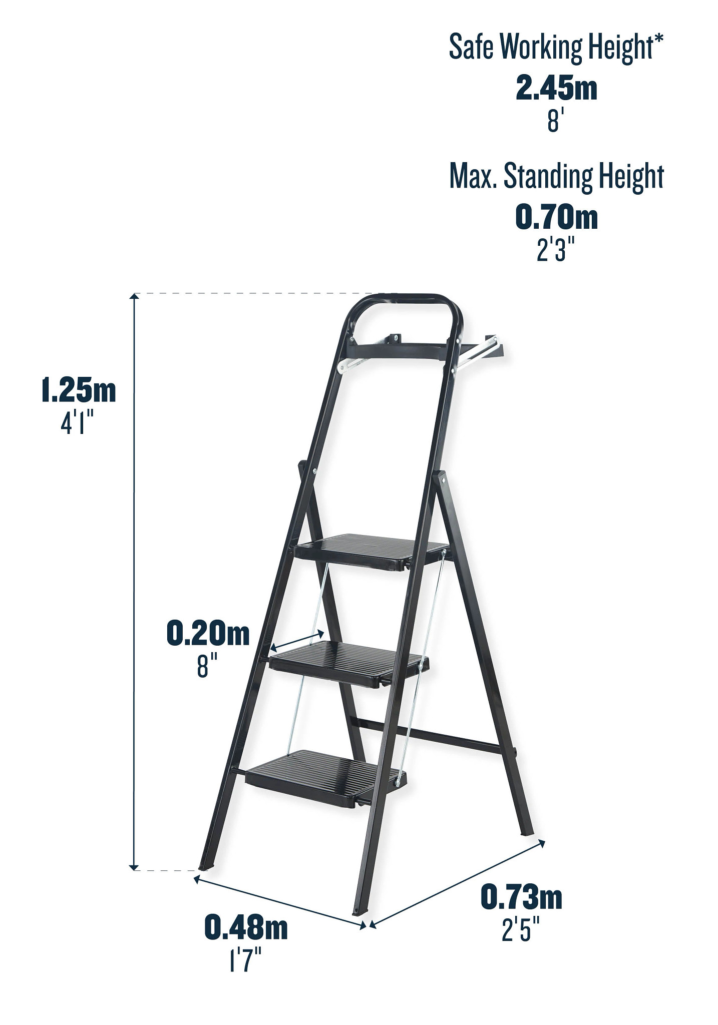 Werner 3 Step Stool Werner 3 Step 250 Lbs. Capacity Silver Aluminum